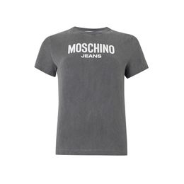 Moschino Jeans T-Shirt Damen Gr&ouml;&szlig;e XL dunkelgrau / wei&szlig;