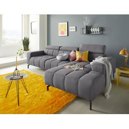 Ecksofa DOMO collection "Cunelli tolle Sitzn&auml;hte als Designelement, fester Sitzkomfort, L-Form", grau, B:292cm H:79cm T:175cm, Sofas, Ecksofa, wahlweise mit 6-fach verstellbarer Kopfteilverstellung, bodenfrei