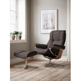 Relaxsessel stressless "Mayfair", braun (braun batick), B:79cm H:102cm T:73cm, Leder BATICK: BATICK ist ein leicht korrigiertes, durchgef&auml;rbtes und genarbtes M&ouml;belleder, bei dem die meisten Unebenheiten und Spuren in der Regel entfernt wurden., Sessel, Relaxsessel, mit Cross Base, Gr&ouml;&szlig;e S, M & L, Holzakzent Eiche