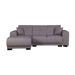 Ecksofa Home Affaire "Langeland L-Form", grau, B:234cm H:85cm T:163cm, 100% Polyester, Sofas, Ecksofa, incl. 2 Zierkissen, Recamiere wahlweise links oder rechts
