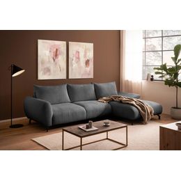 Ecksofa OTTO HOME "KELLIE, L-Form, 315 cm, verstellbare Armlehne, Metallf&uuml;&szlig;e", anthrazit, B:315cm H:93cm T:169cm, Sofas, Ecksofa, wahlweise Recamiere links o. rechts, Chenille-Stoff, hoher Sitzkomfort