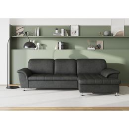 Ecksofa DOMO collection "Franzi Steppung im Sitzbereich B7T/H: 278/162/80 cm, L-Form", grau (dunkelgrau), B:278cm H:80cm T:171cm, Flachgewebe (100% Polyester);Chenille (100% Polyester), Sofas, Ecksofa, wahlweise mit Bettfunktion, Bettkasten und Kopfteilverstellung, Topseller