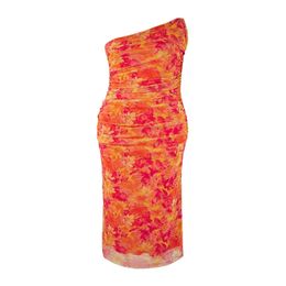 Trendyol Curve Kleid Damen Gr&ouml;&szlig;e 48 gelb / orange / pfirsich / dunkelpink Winterkleid