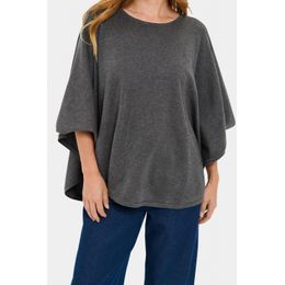 Strickponcho Saint Tropez "BilliSZ Poncho", Damen, grau iron melange, Strick, Obermaterial: 80% Viskose, 20% Polyacryl, meliert, loose fit h&uuml;ftbedeckend, Rundhals, Pullover, Loose fit, Viskosemischung