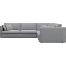 Ecksofa FLEXLUX "Lovane, elegant und zeitlos, bequem, L-Form", grau (sophisto grau), B:328cm H:84cm T:295cm, 100% Polyester, Sofas, Ecksofa, Weich & anschmiegsam, gro&szlig;e Sitztiefe auf Kaltschaum, Dekokissen inkl.