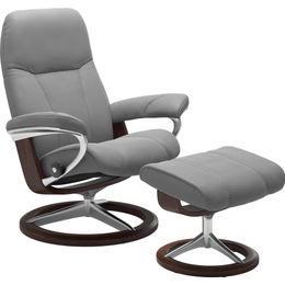 Relaxsessel stressless "Consul", grau (wild dove batick), B:78cm H:97cm T:70cm, Leder BATICK: BATICK ist ein leicht korrigiertes, durchgef&auml;rbtes und genarbtes M&ouml;belleder, bei dem die meisten Unebenheiten und Spuren in der Regel entfernt wurden.;Leder PALOMA: PALOMA ist ein durchgef&auml;rbtes Semianilin-M&ouml;belleder mit nat&uuml;rlicher Narbung.;ROHLEDER Stoff Q2 FARON: Ein fester zuverl&auml;ssiger Boucl&eacute; mit ein