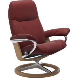 Relaxsessel stressless "Consul", rot (cherry paloma), B:82cm H:102cm T:72cm, Leder BATICK: BATICK ist ein leicht korrigiertes, durchgef&auml;rbtes und genarbtes M&ouml;belleder, bei dem die meisten Unebenheiten und Spuren in der Regel entfernt wurden.;Leder PALOMA: PALOMA ist ein durchgef&auml;rbtes Semianilin-M&ouml;belleder mit nat&uuml;rlicher Narbung.;ROHLEDER Stoff Q2 FARON: Ein fester zuverl&auml;ssiger Boucl&eacute; mit einem 