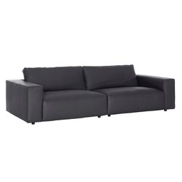 Big-Sofa Musterring "LUCIA", schwarz (nero bax), B:292cm H:81cm T:124cm, Flachgewebe FLORIS (100% Polyester);Flachgewebe VALMONT (60% Baumwolle/ 40% Leinen);Microfaser CRONA (100% Polyester), Sofas, Big-Sofa, in vielen Qualit&auml;ten und 4 unterschiedlichen N&auml;hten, 3-Sitzer