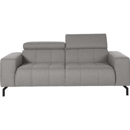 2-Sitzer DOMO collection "Cunelli zeitlos und elegant, moderne Sitzn&auml;hte als Designelement", braun (schlamm), B:208cm H:79cm T:104cm, Sofas, wahlweise mit 6-fach verstellbaren Kopfteilen, fester Sitzkomfort