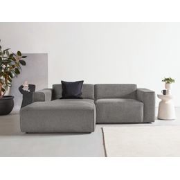 Ecksofa Home Affaire "Noord mit Kedernaht, Breite 234 cm, L-Form", grau, B:234cm H:71cm T:161cm, 100% PES, Sofas, Ecksofa, Cord, Struktur, Webstoff, mit Wellenunterfederung, Massivholzrahmen