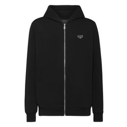 Kapuzensweatjacke Philipp Plein "Iconic Plein", Herren, Gr. XXL, 02, schwarz, Obermaterial: 100% Baumwolle, Sweatjacken
