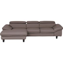 Ecksofa Home Affaire "Pilot L-Form", grau (elephant), B:268cm H:73cm T:108cm, 100% Polyester, Feinstruktur 75000 Scheuertouren, Struktur 35000 Scheuertouren, Microfaser 40000, Sofas, Ecksofa, mit Kopfteilverstellung, wahlweise mit Bettfunktion & Bettkasten