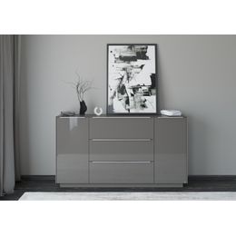 Sideboard, B:182cm H:102cm T:42cmanthrazit matt lack, glas anthrazit glanz, SET ONE BY Musterring, Glas, Holzwerkstoff, Wohnzimmer, Sideboards,