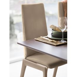 Polsterstuhl stressless "Laurel", braun (almond paloma, schwarz), B:57cm H:105cm T:60cm, Leder PALOMA: PALOMA ist ein durchgef&auml;rbtes Semianilin-M&ouml;belleder mit nat&uuml;rlicher Narbung., St&uuml;hle, Polsterstuhl, High Back, Gr&ouml;&szlig;e M, mit abgerundeten Beinen in Schwarz
