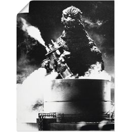 Wandbild Artland "Godzilla III", schwarz (farbe bild(er): schwarz), B:30cm H:40cm, Bilder, als Leinwandbild, Poster in verschied. Gr&ouml;&szlig;en