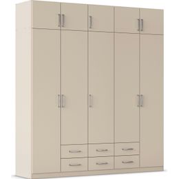 Kleiderschrank Rauch "Schrank Garderobe W&auml;scheschrank GAMMA in 4 Breiten 91-226 cm", beige (champagner), griffe chrom, B:226cm H:248cm T:54cm, Holzwerkstoff, Schr&auml;nke, Kleiderschrank, mit Schubladen und Schrankaufsatz, schlichtes Design MADE IN GERMANY