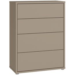 Kommode FORTE "Alice Springs", taupe, B:74,5cm H:99,1cm T:34,9cm, Holzwerkstoff, Sideboards, Kommode, Schubk&auml;sten mit Vollauszug, Grifflos, Push to open