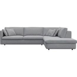 Ecksofa FLEXLUX "Lovane, elegant und zeitlos, bequem, L-Form", grau (sophisto grau), B:328cm H:84cm T:272cm, 100% Polyester, Sofas, Ecksofa, Weich & anschmiegsam, gro&szlig;e Sitztiefe auf Kaltschaum, Dekokissen inkl.