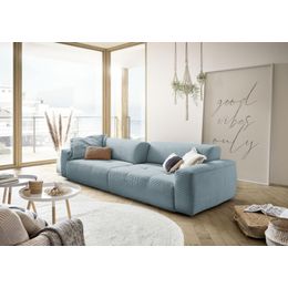 Big-Sofa 3C CANDY "Yoshy Mega Sofa mit Komfortfunktionen, modern und bequem", blau (hellblau), B:298cm H:74cm T:120cm, 88% Polyester, 12% Polyacryl, Sofas, Big-Sofa, Zwei Sitztiefen durch verstellbare R&uuml;ckenlehne, Bezug in Cord