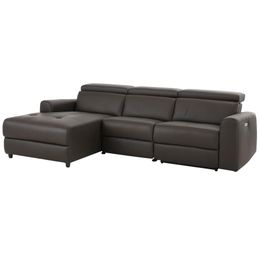 Ecksofa Home Affaire "Sentrano, L-Form", braun, B:275cm H:82cm T:164cm, NaturLEDER/Kunstleder (Das Leder hat eine Dicke von 0, 9-1, 0 mm);Kunstleder;Webstoff (95% Polyester, 5% Nylon);Struktur fein (95% Polyester, 5% Nylon), Sofas, Ecksofa, 275 cm, man. o. elektr. Relaxfunktion und USB/Kopfverstellung