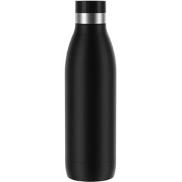 Isolierflasche Emsa "Trinkflasche Bludrop", schwarz, H:26,1cm, Edelstahl, Trinkflaschen, Isolierflasche, Edelstahl, Quick-Press Deckel, 360 Trinkgenuss, 12h warm/24h k&uuml;hl