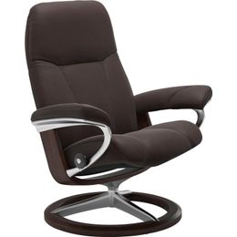Relaxsessel stressless "Consul", braun (chocolate paloma), B:91cm H:102cm T:79cm, Leder BATICK: BATICK ist ein leicht korrigiertes, durchgef&auml;rbtes und genarbtes M&ouml;belleder, bei dem die meisten Unebenheiten und Spuren in der Regel entfernt wurden.;Leder PALOMA: PALOMA ist ein durchgef&auml;rbtes Semianilin-M&ouml;belleder mit nat&uuml;rlicher Narbung.;ROHLEDER Stoff Q2 FARON: Ein fester zuverl&auml;ssiger Boucl&eacute; mit e