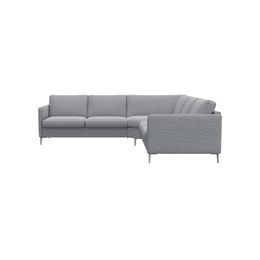 Ecksofa FLEXLUX "Fiore, gleichschenklig, bequem durch hochwertigem Sitzaufbau", grau (sophisto gre), B:249cm H:85cm T:92cm, 100% Polyester, Sofas, Ecksofa, schmale Armlehnen, super Sitzkomfort durch Kaltschaum, F&uuml;&szlig;e Alu