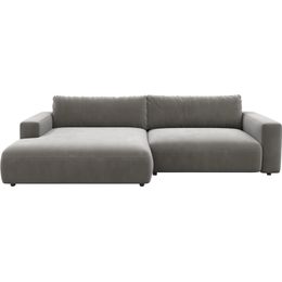 Ecksofa Musterring "LUCIA L-Form", silber (silber samt), B:296cm H:81cm T:190cm, Flachgewebe VALMONT (60% Baumwolle/40% Leinen);Leder PURO, pigmentiertes Leder;Microfaser CRONA (100% Polyester);Flachgewebe FLORIS (100% Polyester);Leder BAX, pigmentiertes Leder, Sofas, Ecksofa