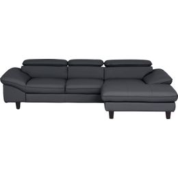 Ecksofa Home Affaire "Pilot L-Form", grau (fango), B:268cm H:73cm T:108cm, 100% Polyester, Feinstruktur 75000 Scheuertouren, Struktur 35000 Scheuertouren, Microfaser 40000, Sofas, Ecksofa, mit Kopfteilverstellung, wahlweise mit Bettfunktion & Bettkasten
