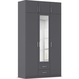 Kleiderschrank Rauch "Schrank Garderobe W&auml;scheschrank GAMMA in 4 Breiten 91-226 cm", graumetallic, griffe chrom, B:136cm H:248cm T:54cm, Holzwerkstoff, Schr&auml;nke, Kleiderschrank, mit Schubladen und Schrankaufsatz sowie Spiegel MADE IN GERMANY