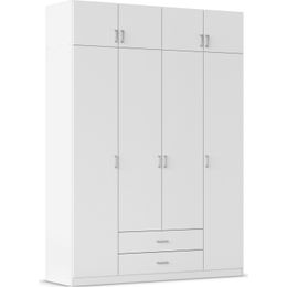 Kleiderschrank Rauch "Schrank Garderobe W&auml;scheschrank GAMMA in 4 Breiten 91-226 cm", alpinwei&szlig;, griffe alu, B:181cm H:248cm T:54cm, Holzwerkstoff, Schr&auml;nke, Kleiderschrank, mit Schubladen und Schrankaufsatz, schlichtes Design MADE IN GERMANY