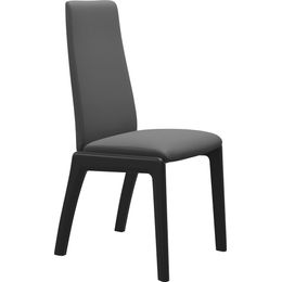 Polsterstuhl stressless "Laurel", grau (grau batick, schwarz), B:57cm H:105cm T:60cm, Leder BATICK: BATICK ist ein leicht korrigiertes, durchgef&auml;rbtes und genarbtes M&ouml;belleder, bei dem die meisten Unebenheiten und Spuren in der Regel entfernt wurden., St&uuml;hle, Polsterstuhl, High Back, Gr&ouml;&szlig;e M, mit abgerundeten Beinen in Schwarz