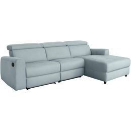 Ecksofa Home Affaire "Sentrano, L-Form", blau (eisblau), B:275cm H:82cm T:164cm, NaturLEDER/Kunstleder (Das Leder hat eine Dicke von 0, 9-1, 0 mm);Kunstleder;Webstoff (95% Polyester, 5% Nylon);Struktur fein (95% Polyester, 5% Nylon), Sofas, Ecksofa, 275 cm, man. o. elektr. Relaxfunktion und USB/Kopfverstellung