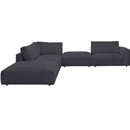 Ecksofa Musterring "LUCIA L-Form", schwarz (nero bax), B:340cm H:81cm T:346cm, Flachgewebe FLORIS (100% Polyester);Flachgewebe VALMONT (60% Baumwolle/ 40% Leinen);Microfaser CRONA (100% Polyester), Sofas, Ecksofa, in vielen Qualit&auml;ten und 4 verschieden N&auml;hten