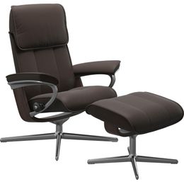 Fu&szlig;hocker stressless "Admiral", braun (braun batick), B:55cm H:41cm T:39cm, Leder BATICK: BATICK ist ein leicht korrigiertes, durchgef&auml;rbtes und genarbtes M&ouml;belleder, bei dem die meisten Unebenheiten und Spuren in der Regel entfernt wurden., Hocker, Fu&szlig;hocker, mit Cross Base, Gr&ouml;&szlig;e M & L, Holzakzent Wenge
