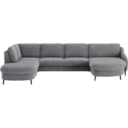 Sit & More Wohnlandschaft SIT & MORE "Soul U-Form", grau (stone), B:372cm H:90cm T:239cm, 100% Polyester, Sofas, Wohnlandschaft, wahlweise mit Bett und Bettkasten
