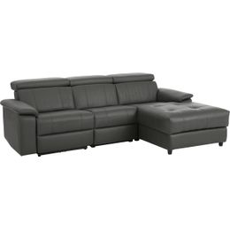 Ecksofa Home Affaire "Binado, L-Form", grau, B:252cm T:164cm, Webstoff (95% Polyester/5% Nylon), Sofas, Ecksofa, mit manueller oder elektrischer Relaxfunktion mit USB-Anschluss