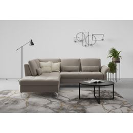 Ecksofa Home Affaire "Palm Beach L-Form", braun (latte), B:259cm H:89cm T:224cm, 100%Polyester, Sofas, Ecksofa, Federkern, mit Sitztiefenverstellung, wahlweise mit Bettfunktion