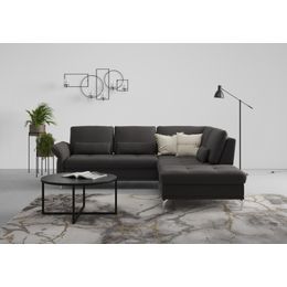 Ecksofa Home Affaire "Palm Beach L-Form", grau (fango), B:259cm H:89cm T:224cm, 100%Polyester, Sofas, Ecksofa, Federkern, mit Sitztiefenverstellung, wahlweise mit Bettfunktion
