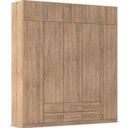 Kleiderschrank Rauch "Schrank Garderobe W&auml;scheschrank GAMMA in 4 Breiten 91-226 cm", eiche sonoma, griffe alu, B:226cm H:248cm T:54cm, Holzwerkstoff, Schr&auml;nke, Kleiderschrank, mit Schubladen und Schrankaufsatz, schlichtes Design MADE IN GERMANY