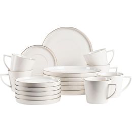 M&auml;ser Kaffeeservice M&Auml;SER "SITA, Kaffeeservice, Porzellan", gold (wei&szlig;, goldfarben), 18 Stk., Porzellan, Geschirr-Sets, Kaffeeservice, Geschirr-Set, Service