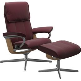 Relaxsessel stressless "Admiral", rot (bordeaux batick), B:93cm H:103cm T:79cm, Leder BATICK: BATICK ist ein leicht korrigiertes, durchgef&auml;rbtes und genarbtes M&ouml;belleder, bei dem die meisten Unebenheiten und Spuren in der Regel entfernt wurden., Sessel, Relaxsessel, mit Cross Base, Gr&ouml;&szlig;e M & L, Holzakzent Eiche