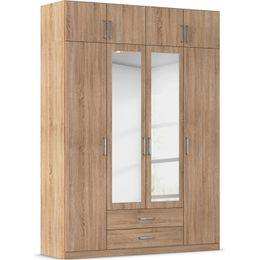 Kleiderschrank Rauch "Schrank Garderobe W&auml;scheschrank GAMMA in 4 Breiten 91-226 cm", eiche sonoma, griffe chrom, B:181cm H:248cm T:54cm, Holzwerkstoff, Schr&auml;nke, Kleiderschrank, mit Schubladen und Schrankaufsatz sowie Spiegel MADE IN GERMANY