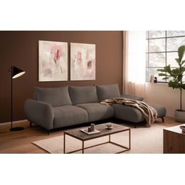 Ecksofa OTTO HOME "KELLIE, L-Form, 315 cm, verstellbare Armlehne, Metallf&uuml;&szlig;e", braun, B:315cm H:93cm T:169cm, Sofas, Ecksofa, wahlweise Recamiere links o. rechts, Chenille-Stoff, hoher Sitzkomfort