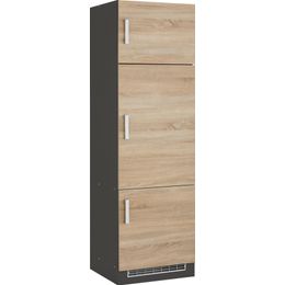 K&uuml;hlumbauschrank KOCHSTATION "KS-Gera", grau (eiche, anthrazit), B:60cm H:200cm T:60cm, Holzwerkstoff, Schr&auml;nke, Breite 60 cm