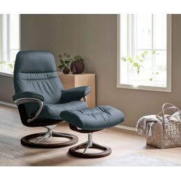 Relaxsessel stressless "Sunrise", blau (atlantic blau batick), B:83cm H:105cm T:74cm, Leder BATICK: BATICK ist ein leicht korrigiertes, durchgef&auml;rbtes und genarbtes M&ouml;belleder, bei dem die meisten Unebenheiten und Spuren in der Regel entfernt wurden.;Leder PALOMA: PALOMA ist ein durchgef&auml;rbtes Semianilin-M&ouml;belleder mit nat&uuml;rlicher Narbung.;ROHLEDER Stoff Q2 FARON: Ein fester zuverl&auml;ssiger Boucl&eacute; m