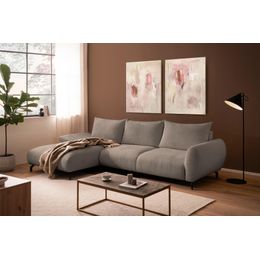Ecksofa OTTO HOME "KELLIE, L-Form, 315 cm, verstellbare Armlehne, Metallf&uuml;&szlig;e", taupe, B:315cm H:93cm T:169cm, Sofas, Ecksofa, wahlweise Recamiere links o. rechts, Chenille-Stoff, hoher Sitzkomfort