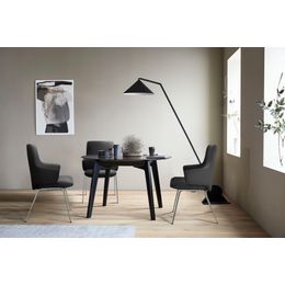 Polsterstuhl stressless "Laurel", schwarz (schwarz batick, chrom matt), B:58cm H:92cm T:59cm, Leder BATICK: BATICK ist ein leicht korrigiertes, durchgef&auml;rbtes und genarbtes M&ouml;belleder, bei dem die meisten Unebenheiten und Spuren in der Regel entfernt wurden., St&uuml;hle, Polsterstuhl, Low Back mit Armlehne, Gr&ouml;&szlig;e L, mit Beinen aus Stahl in Chrom matt