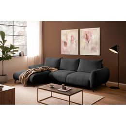 Ecksofa OTTO HOME "KELLIE, L-Form, 315 cm, verstellbare Armlehne, Metallf&uuml;&szlig;e", schwarz, B:315cm H:93cm T:169cm, Sofas, Ecksofa, wahlweise Recamiere links o. rechts, Chenille-Stoff, hoher Sitzkomfort