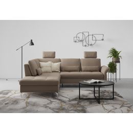 Ecksofa Home Affaire "Palm Beach L-Form", grau (taupe), B:263cm H:89cm T:224cm, 98%Polyester, 2%Polyamid, Sofas, Ecksofa, Federkern, mit Sitztiefenverstellung, wahlweise mit Bettfunktion